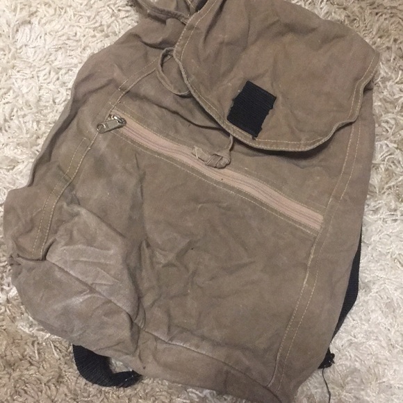 badge | Bags | Badge Army Green Vintage Drawstring Backpack | Poshmark